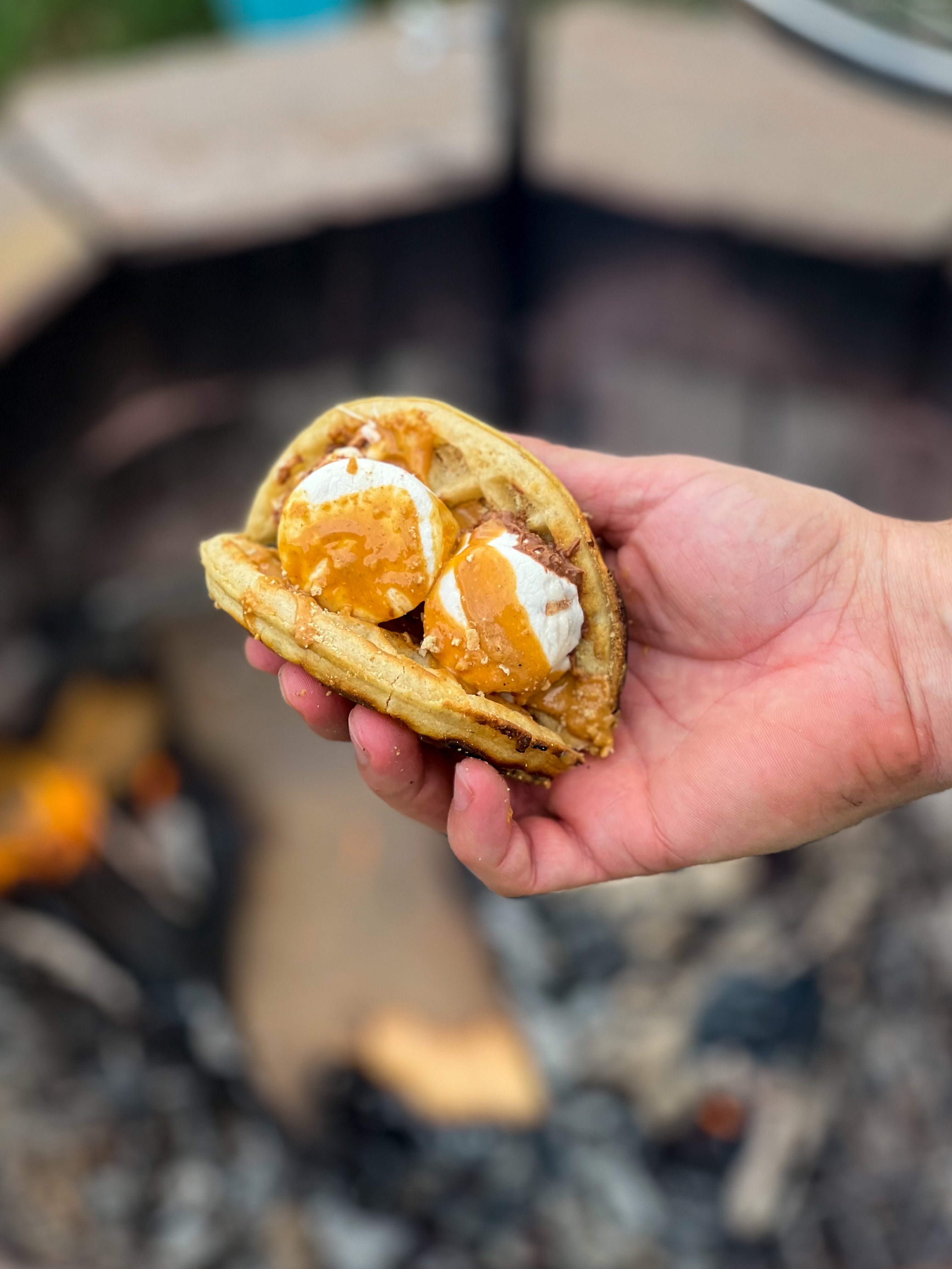 Marshmallow Peanut Butter Waffles – Stuffed Puffs