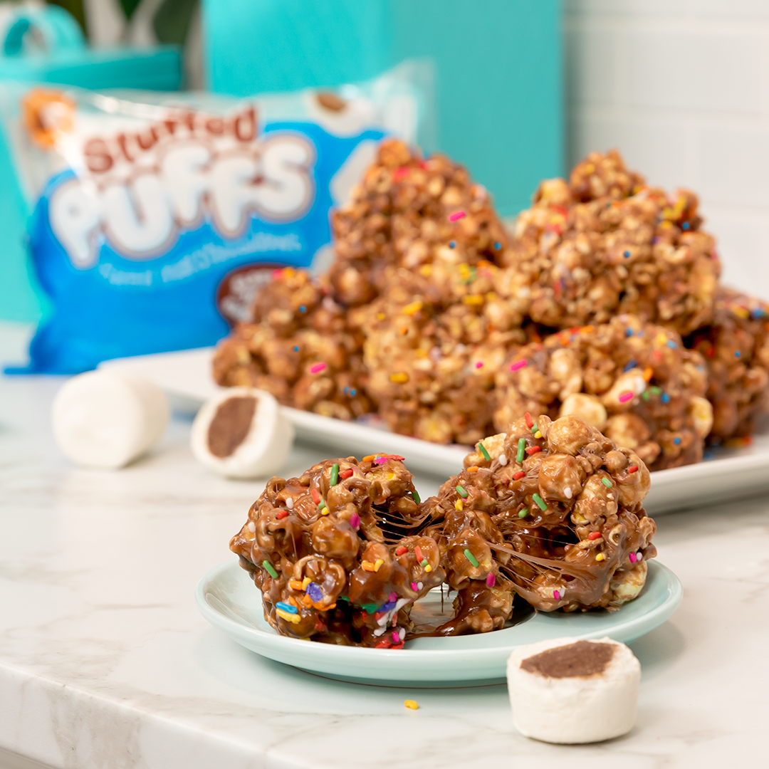 Rainbow Popcorn Balls – Stuffed Puffs