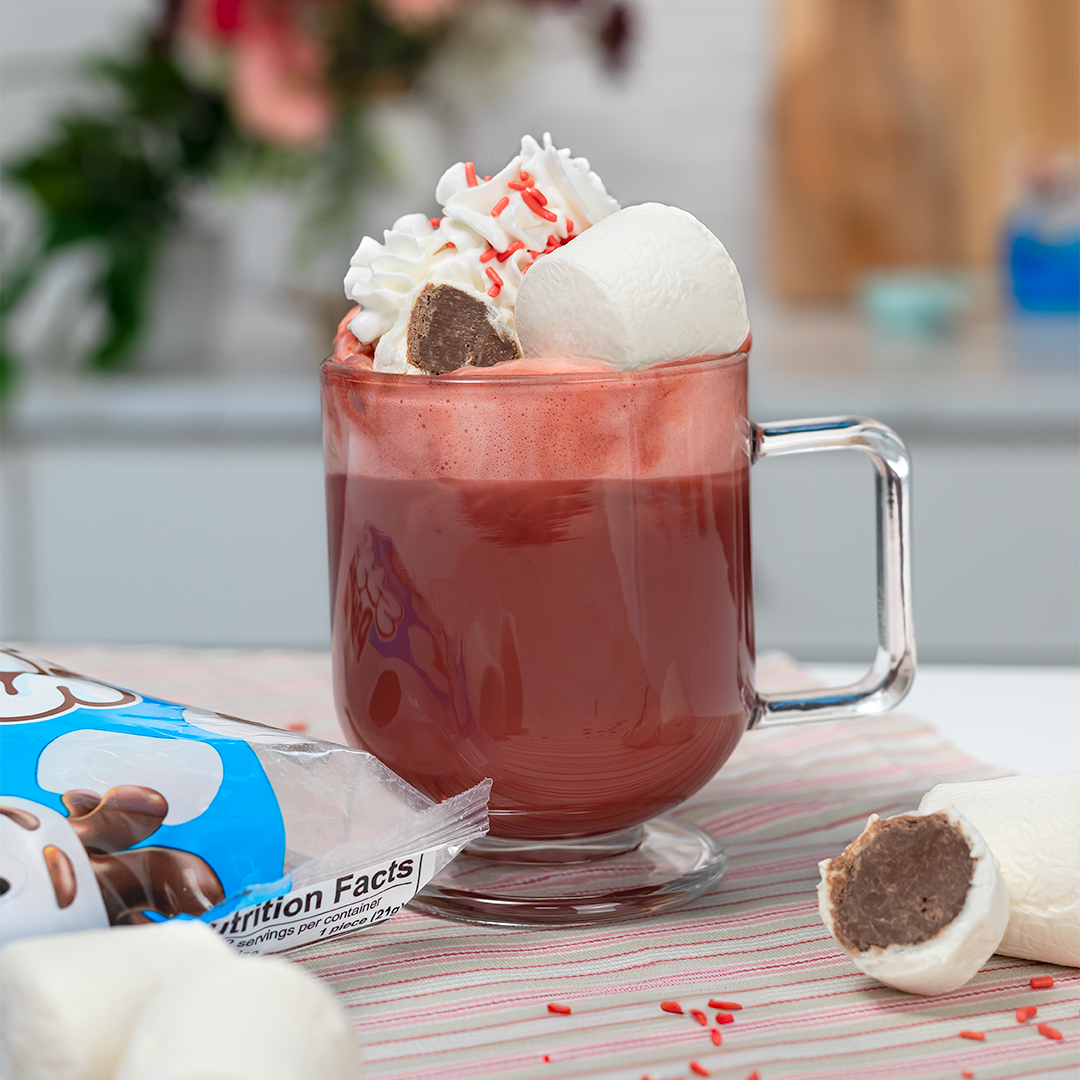 Red Velvet Hot Chocolate – Stuffed Puffs